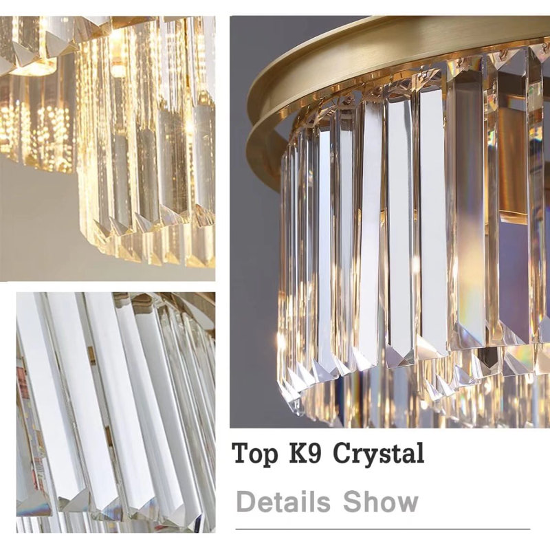 Everly Quinn K9 Crystal Round Chandelier Fixture 5-Tier Contemporary ...
